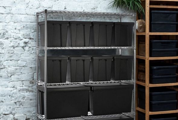 Heavy Duty Chrome Wire Shelving With Storage Boxes