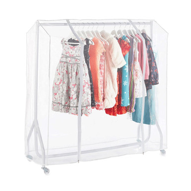 White 4ft Wide Children's Heavy-Duty Clothes Rail With Clear Cover