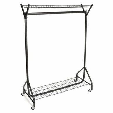 Black Heavy-Duty Clothes Rail With Top and Bottom Shelf - Choice of 4 ...