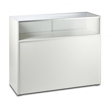 White Shop Counter with 1/4 Glass Display - Silhouette Range - H965 x ...