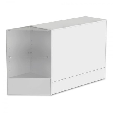 White Shop Counter and Corner Display Unit with Glass Shelves Bundle ...
