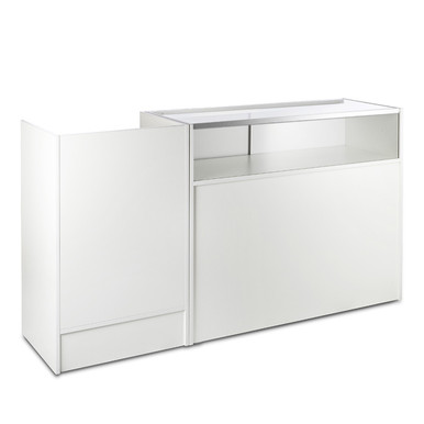 White Shop Counter With 1/4 Glass Display and Till Unit Bundle ...