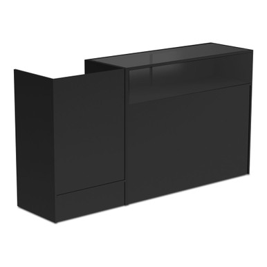 Black Shop Counter With 1/4 Glass Display and Till Unit Bundle ...