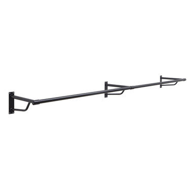 2m Black Heavy Duty Wall-Mounted Hanging Clothes Rail with 3 Support Arms