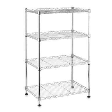 4 Tier Light Duty Chrome Wire Shelving Unit - H700 x W450 x D300mm