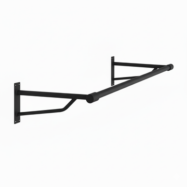 1m Heavy Duty Black Wall-Mounted Hanging Clothes Rail with 2 Support Arms