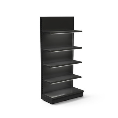 Black Retail Wall Shelving with LED Lighting - H2100 x W1000mm - 4 ...