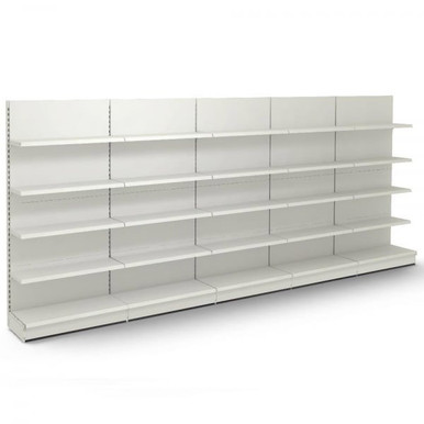 Jura White Retail Wall Shelving - 5 x Bays, 20 x 370mm Shelves - Each ...