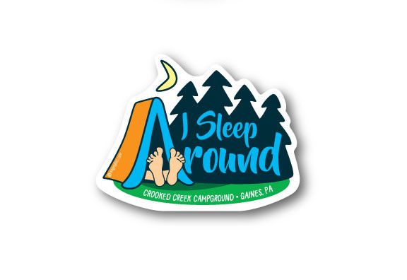 Wholesale Die Cut I Sleep Around Tent Sticker - Mountain Graphics