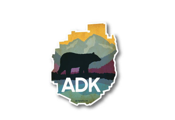 ADK Park Bear & Mountains Die Cut Sticker - Mountain Graphics