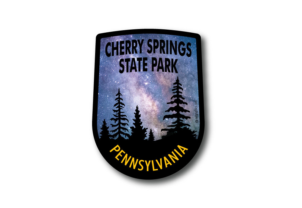 Wholesale Night Sky Badge Die Cut Sticker - Mountain Graphics