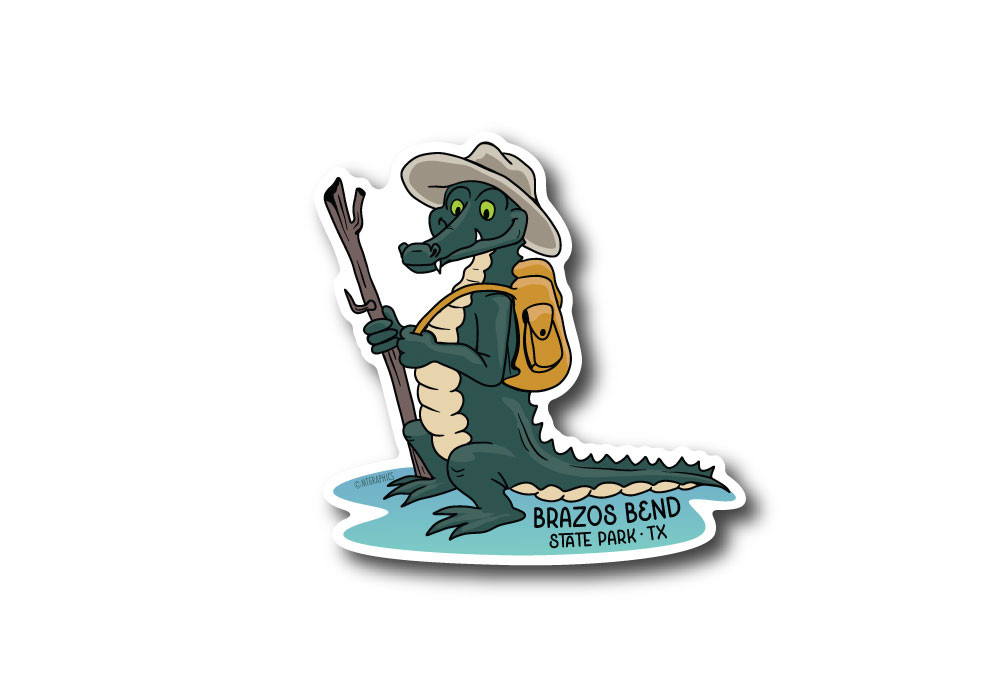 Wholesale Hiking Gator Die Cut Sticker - Mountain Graphics
