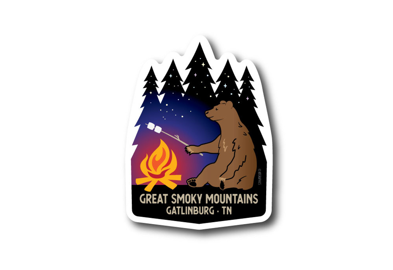 Wholesale Campfire Bear Sticker - Mountain Graphics