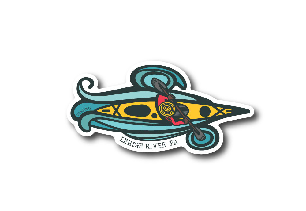 Kayaker Die Cut Sticker - Mountain Graphics