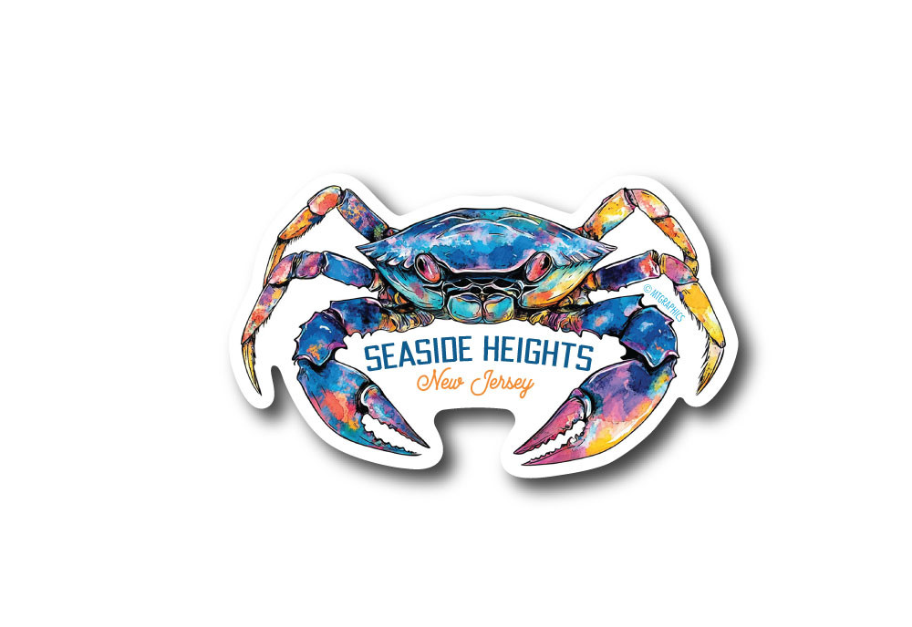 Colorful Crab Die Cut Sticker - Mountain Graphics