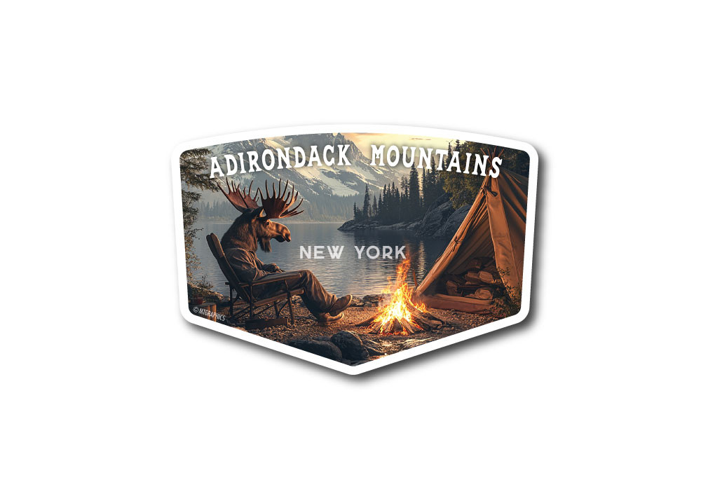 Moose at Camp Die Cut Sticker - Mountain Graphics