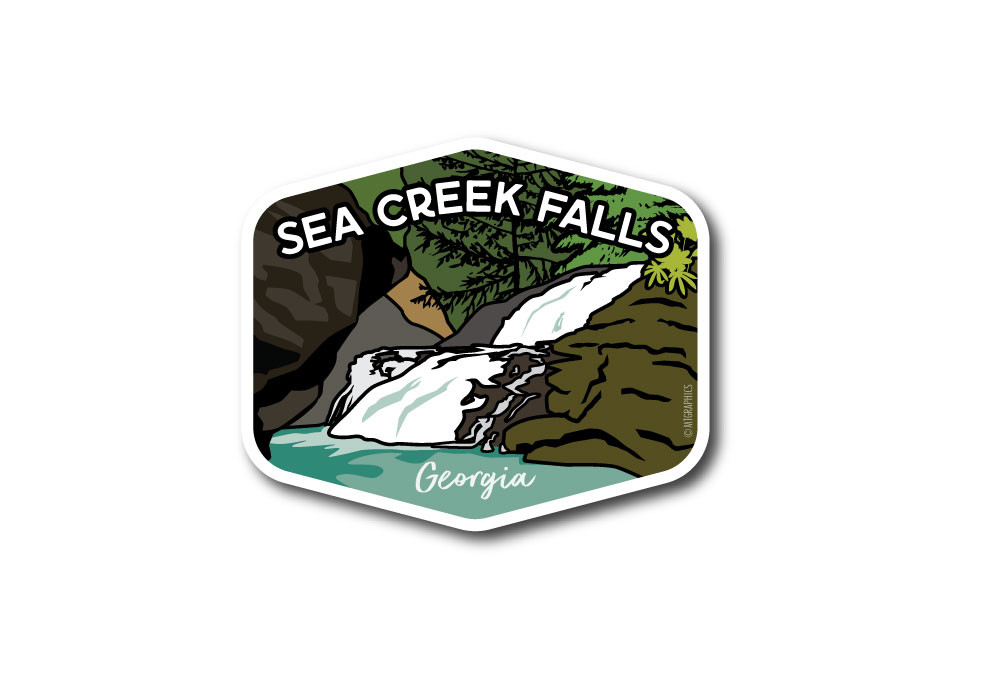 Water Falls Die Cut Sticker - Mountain Graphics