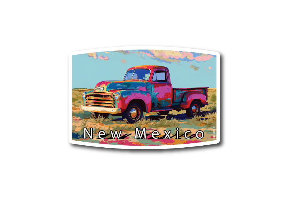 Old Red Truck Die Cut Sticker - Mountain Graphics