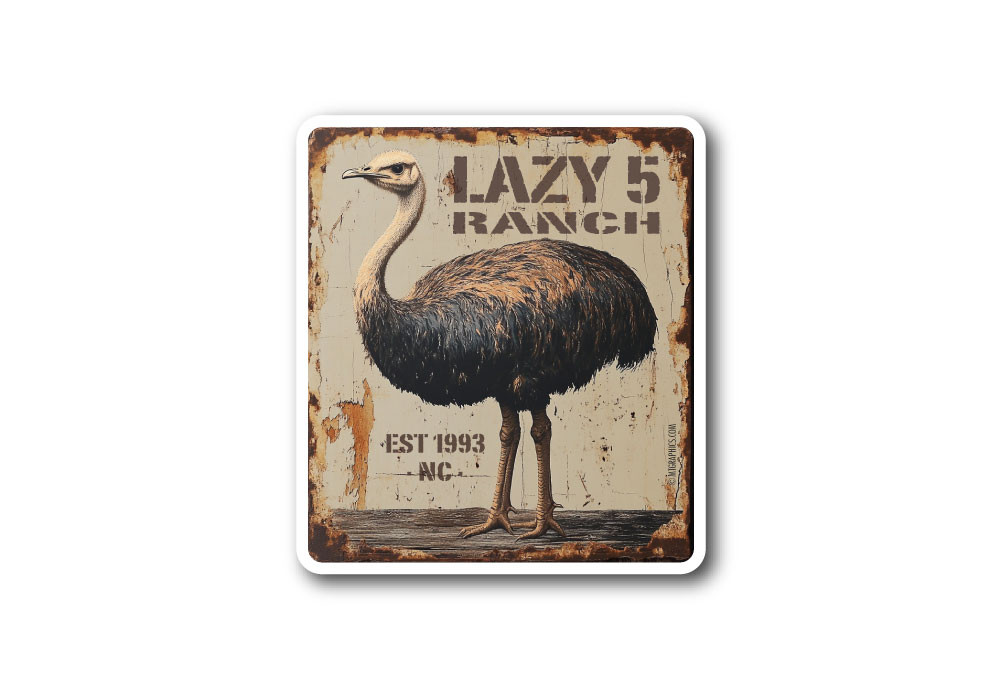 Ostrich Metal Sign Die Cut Sticker - Mountain Graphics