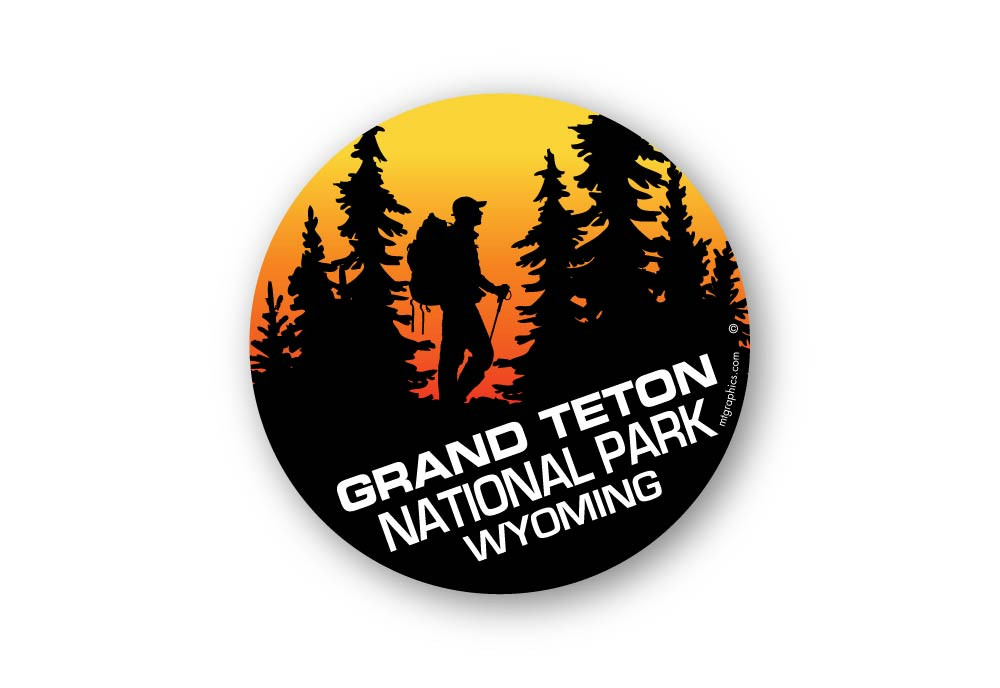 Grand Teton National Park Forest Hiker Sticker | Mountain Graphics ...