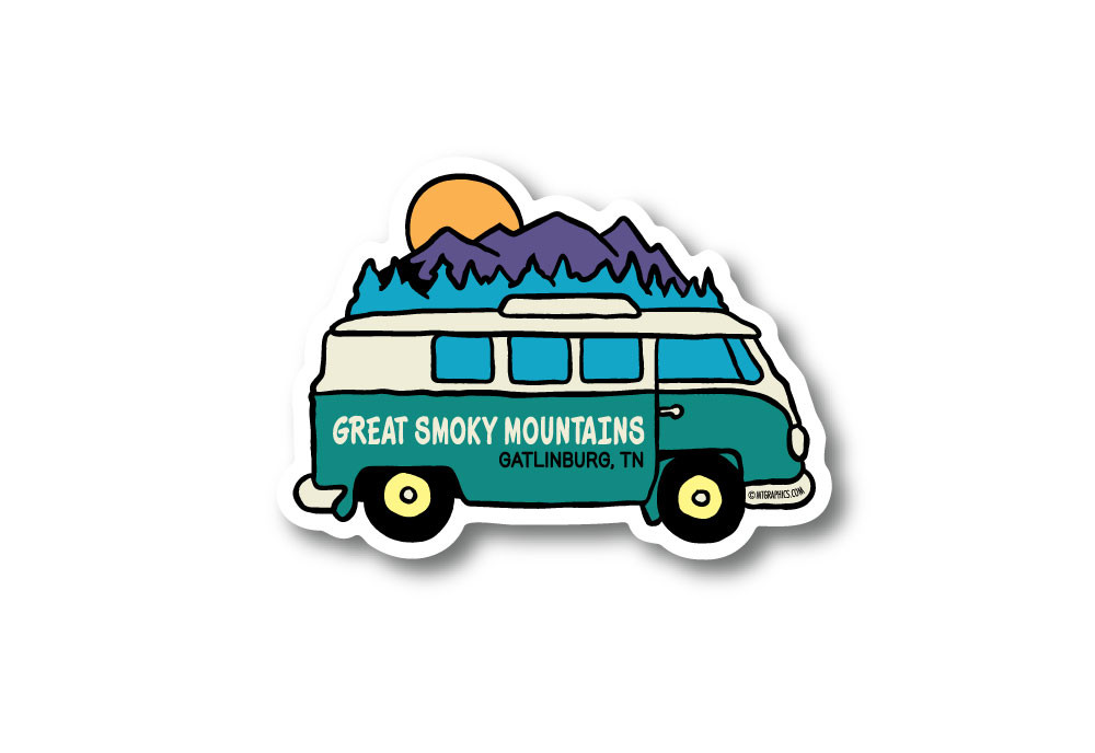Wholesale Camper Van Die Cut Sticker - Mountain Graphics