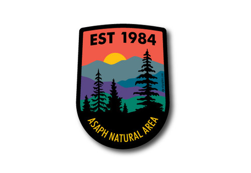 Wholesale Night Sky Badge Die Cut Sticker - Mountain Graphics