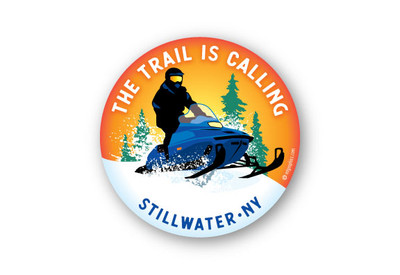 Wholesale Snowmobile Round Sticker - Mountain Graphics