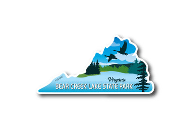 Wholesale State Lake Scene Die Cut Sticker - Mountain Graphics