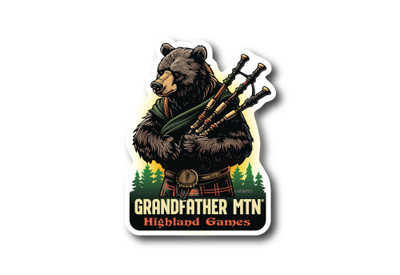 Bagpipe Bear Sticker - Mountain Graphics