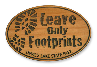 Wholesale Leave Only Footprints Wooden Magnet | Mountain Graphics