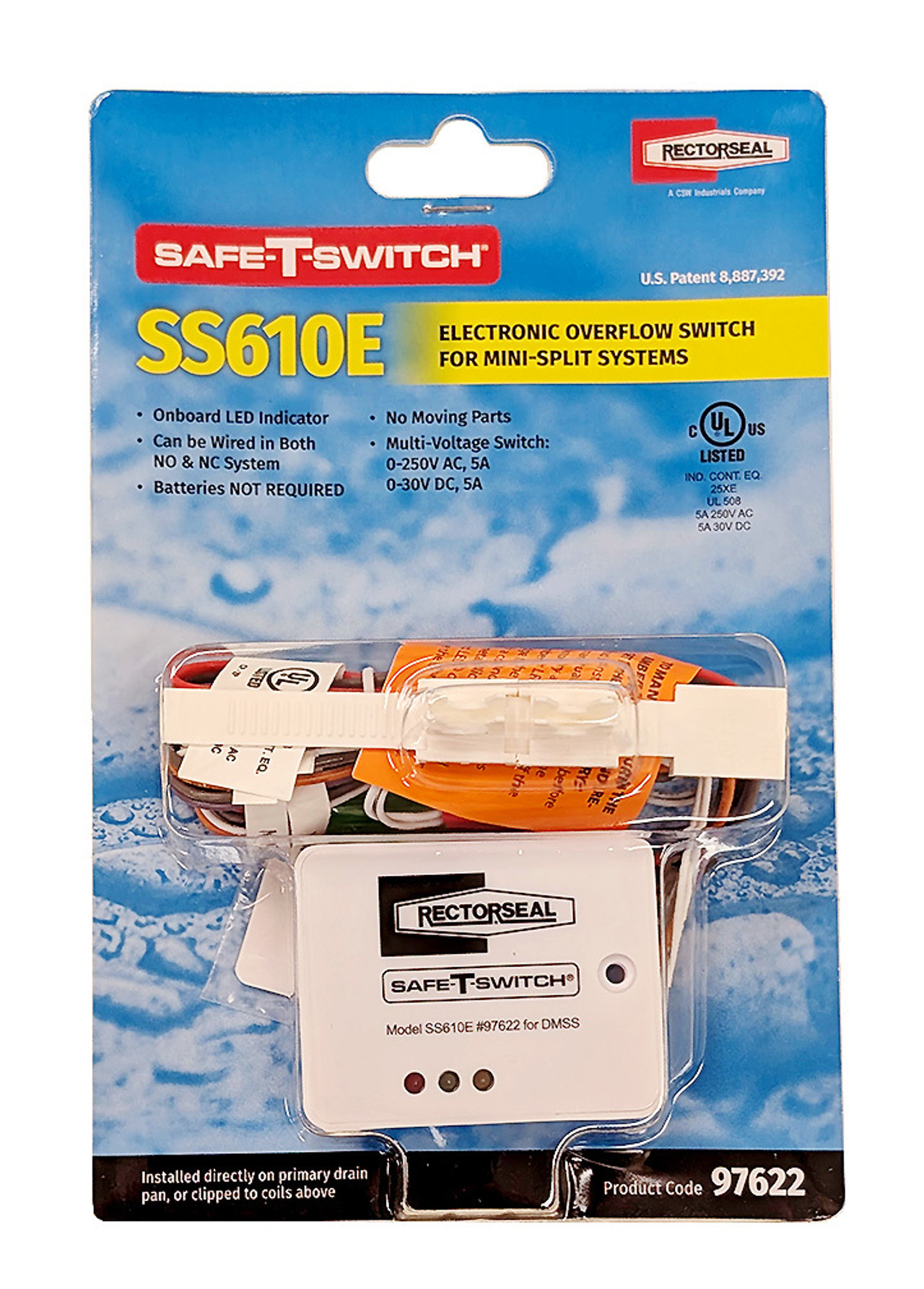Safe-T-Switch SS610E Electronic Condensate Overflow Switch Designed for Ductless Mini Splits
