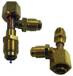 Tee Connector TWO 1/4" MALE Flare ends with Valve Core 1/4" Nut on ...
