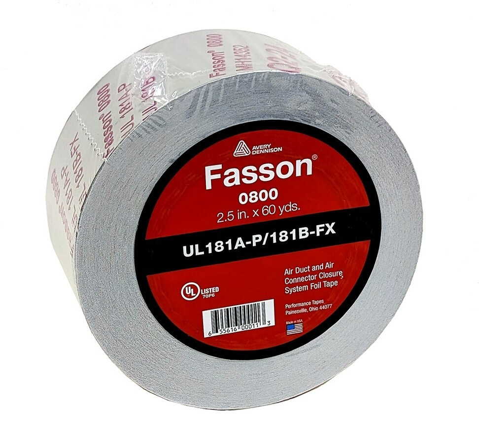 Fasson 0800 2-1/2 Inch UL 181 A-P/B-FX Aluminum Foil Tape