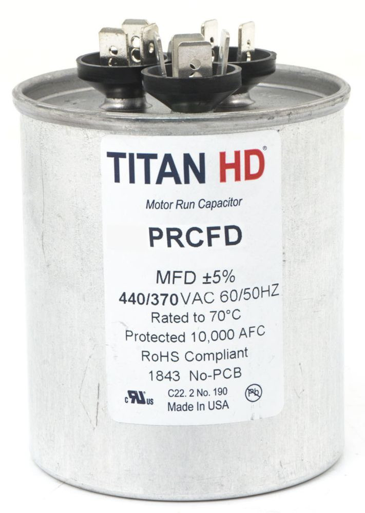 Titan HD Capacitor 55+7.5 MFD 440V Round (PRCFD5575A)
