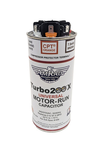 Amrad Turbo200x Universal Motor Run Capacitor, Up to 97.5 MFD, 370/440V