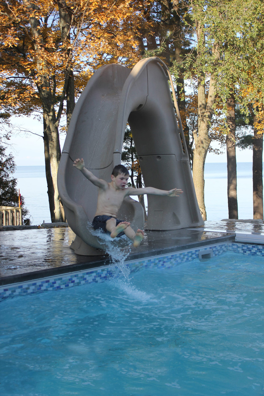 Global Pool Products Tidal Wave Pool Slide - Sandstone Granite - Left ...
