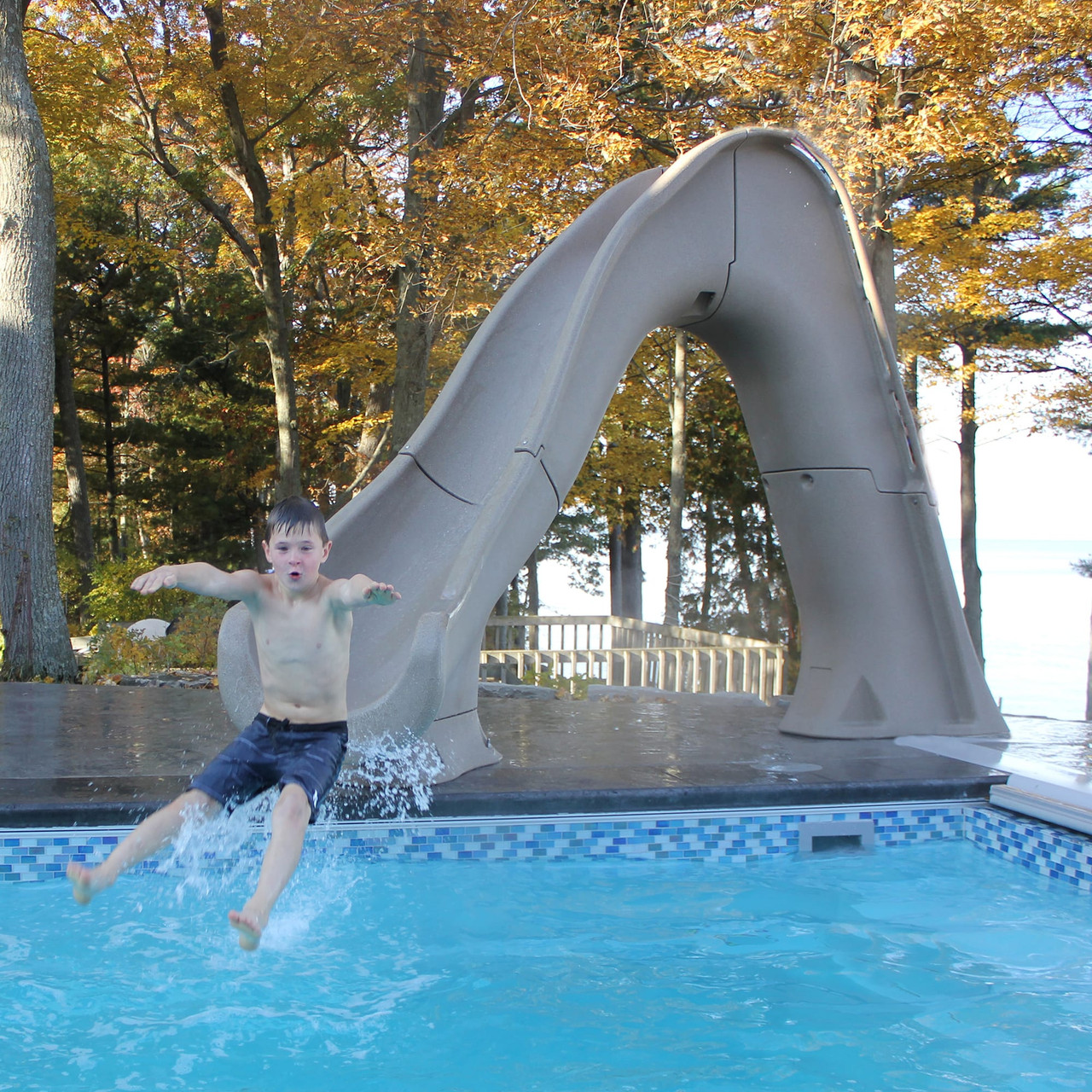 Global pool products tidal wave pool slide - sandstone granite.