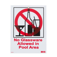 No Glassware Allowed in Pool Area Sign SW-44