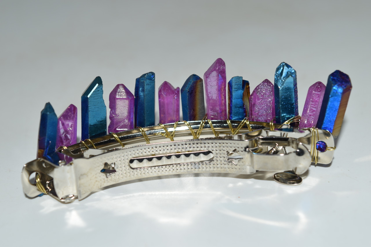 Dark Blue and Purple Angel Aura Quartz Stone Hair Clip Barrette Angel ...