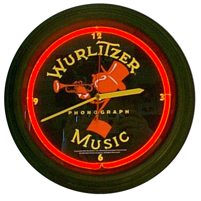 WURLITZER RED 15 x 3 NEON CLOCK - eFamilyFun