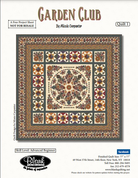 Free Quilt Pattern #1 for the Garden Club Fabric Line - Traditional ...