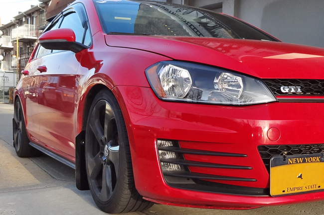Rally Armor UR Mud Flaps Urethane BLACK w BLUE LOGO VW Golf GTI 2015