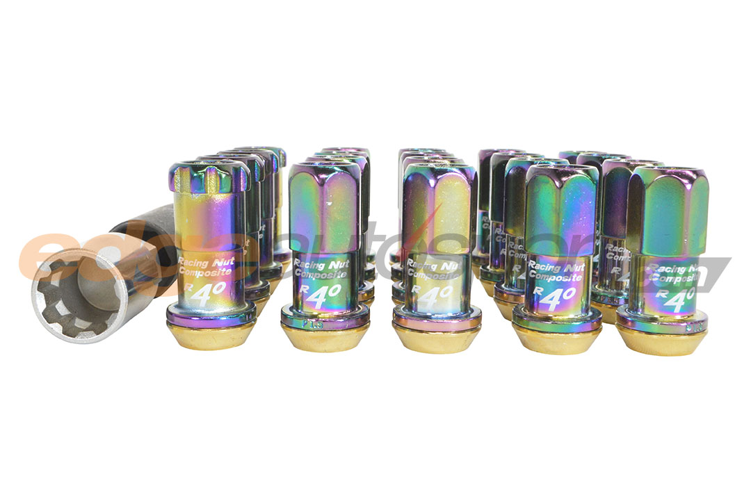 Project Kics R40 Open End Lug Nuts w/ Locking Set NEOCHROME 12x1.5