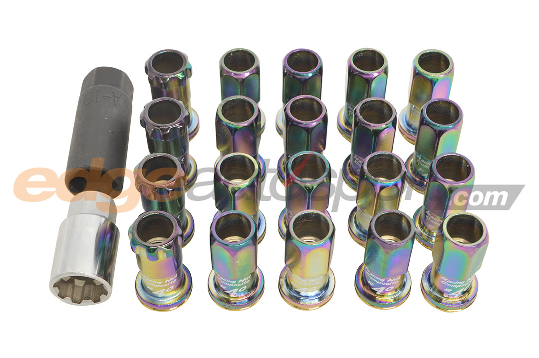 Project Kics R40 Open End Lug Nuts w/ Locking Set NEOCHROME 12x1.5
