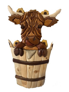 HIGHLAND CALF IN A BUCKET INTARSIA PATTERN - PS Wood Machines