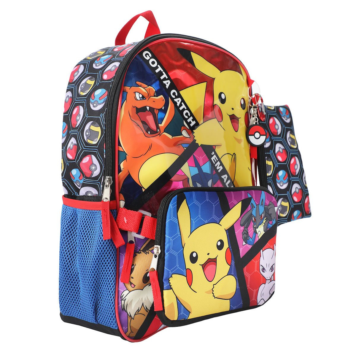 Pikachu, Charizard and Mewtwo Backpack 5-Piece Set