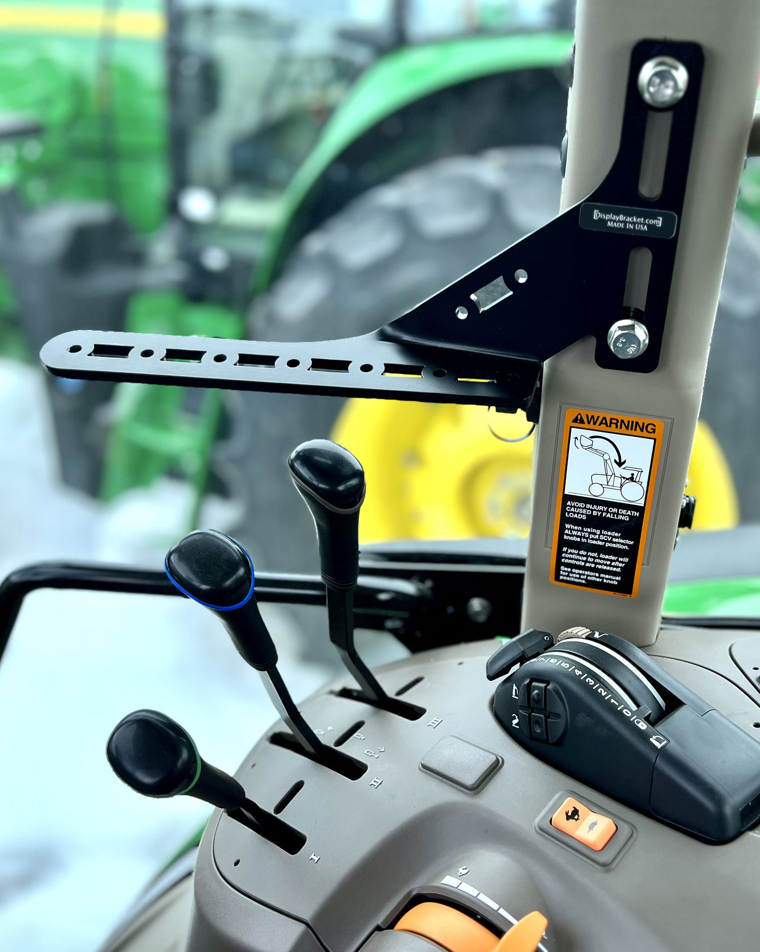 Side Window Mount for 5 & 6 Series John Deere | DisplayBracket.com