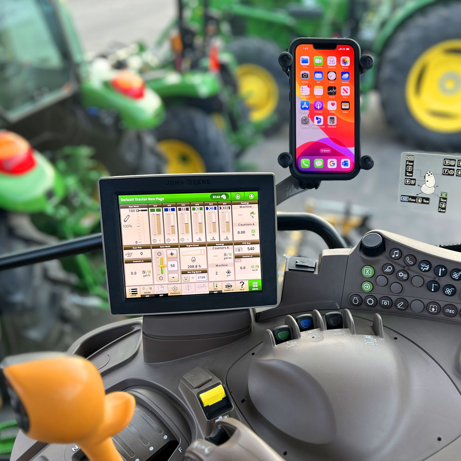 Phone Holder for John Deere 6R Console | DisplayBracket.com