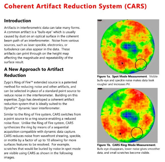 Coherent Artifact Reduction System (CARS) - Zygo