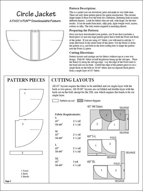 CIRCLE JACKET - Paper Pattern - Saf-T-Pockets